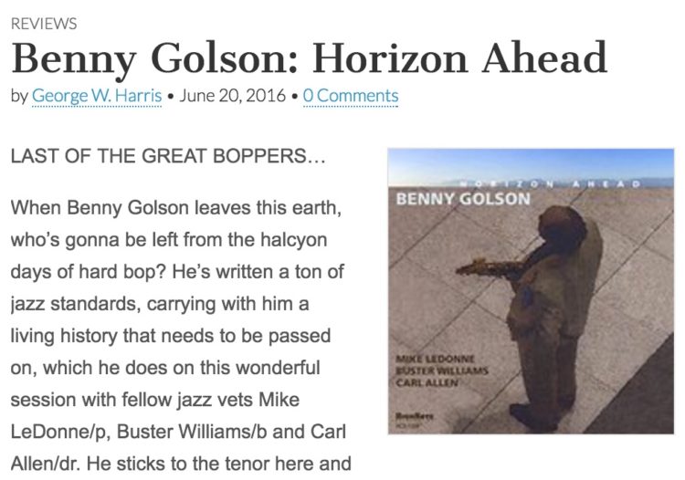 Great review of jazz legend Benny Golson in Jazz Weekly, mastered by ...